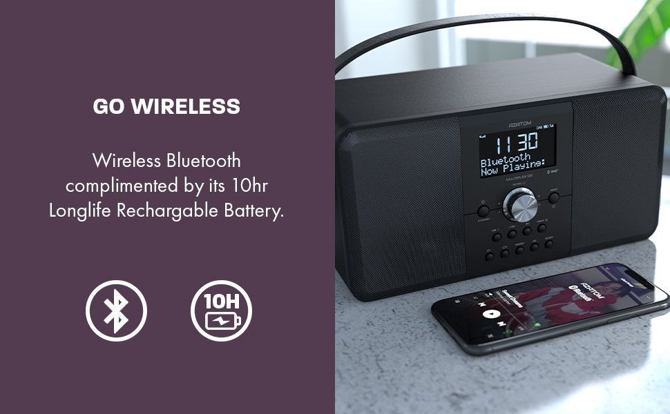 Azatom DAB+ FM Radio Clock Stereo Speaker Alarm Bluetooth - Multiplex ...