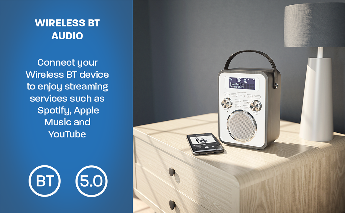 AZATOM Blackfrairs Portable DAB radio with Bluetooth | Best of British Audio Electronics