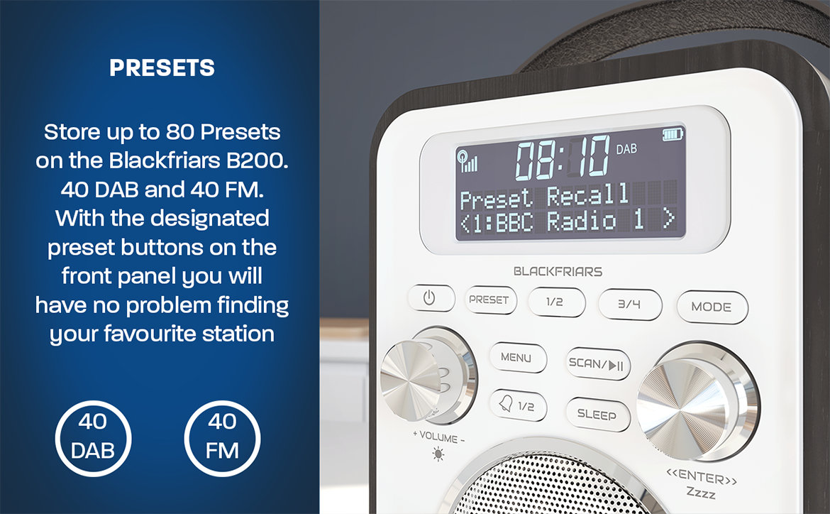 AZATOM Blackfrairs Portable DAB radio with Bluetooth | Best of British Audio Electronics