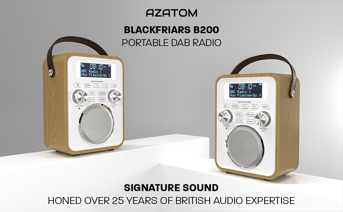 AZATOM Blackfrairs Portable DAB radio with Bluetooth | Best of British Audio Electronics