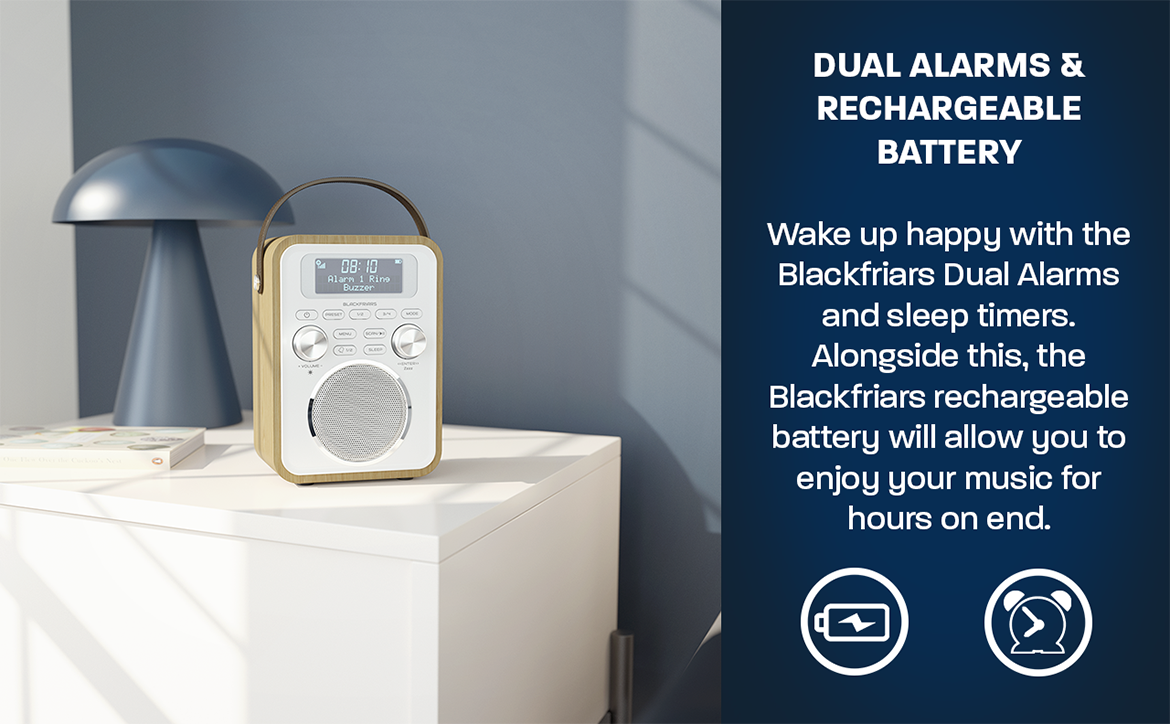 AZATOM Blackfrairs Portable DAB radio with Bluetooth | Best of British Audio Electronics