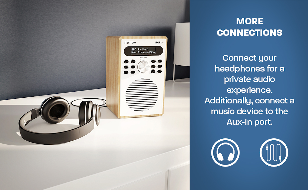 Azatom Foxton FX100 DAB, DAB+ & FM Clock Radio with USB Quick Charging | Best of British Audio ...