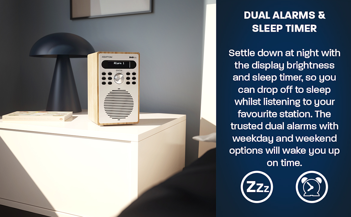 Azatom Foxton FX100 DAB, DAB+ & FM Clock Radio with USB Quick Charging | Best of British Audio ...